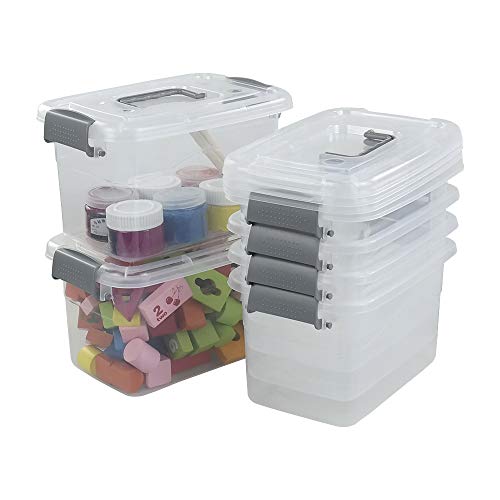 Qskely 6-Pack 5 L Clear Plastic Latch Storage Box with Lid