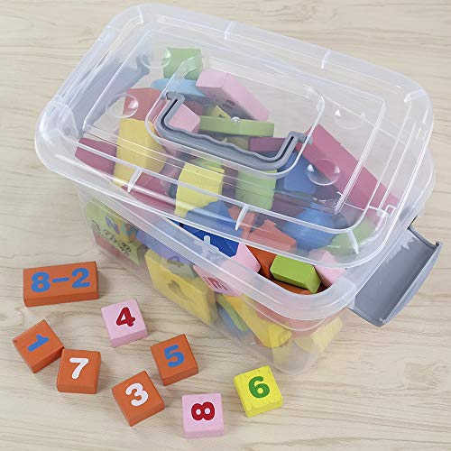 Qskely 6-Pack 5 L Clear Plastic Latch Storage Box with Lid