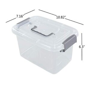 Qskely 6-Pack 5 L Clear Plastic Latch Storage Box with Lid