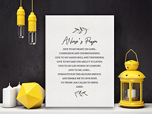 Nurse Gifts for Women Men Frame, A Nurse's Prayer Poster Canvas Wall Art Painting Ready to Hang for Home/Office/Living Room Decor - Nurse Graduation Gifts Healthcare Gift - Easel & Hanging Hook 11.5x15 Inch