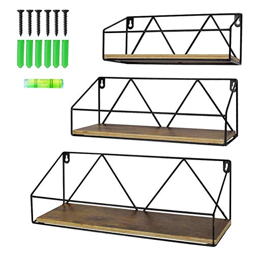 Edenseelake Floating Shelves Wall Mounted Storage Shelf with Metal Wire for Bedroom, Bathroom, Living Room, Kitchen and Office