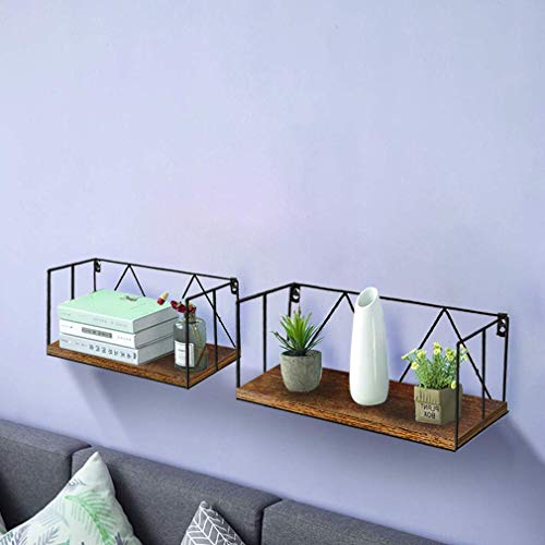 Edenseelake Floating Shelves Wall Mounted Storage Shelf with Metal Wire for Bedroom, Bathroom, Living Room, Kitchen and Office