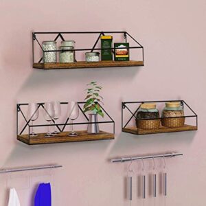 Edenseelake Floating Shelves Wall Mounted Storage Shelf with Metal Wire for Bedroom, Bathroom, Living Room, Kitchen and Office