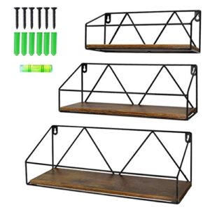 Edenseelake Floating Shelves Wall Mounted Storage Shelf with Metal Wire for Bedroom, Bathroom, Living Room, Kitchen and Office