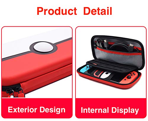 SEAFER Carrying Case for Nintendo Switch / OLED, Pokemon Cute Travel Case Protective Hard Bag for Nintendo Switch Console Accessories