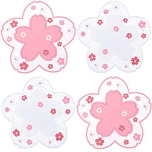 sakura pvc coaster cherry blossom cup coaster anti-skid insulation coaster for beer, coffee, tableware tea (4, 4.5 inch)