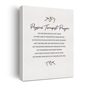 therapist gifts for women men framed, physical therapist prayer poster canvas wall art painting ready to hang for home office decor graduation gifts healthcare gift – easel & hanging hook 11.5×15 inch