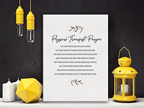 Therapist Gifts for Women Men Framed, Physical Therapist Prayer Poster Canvas Wall Art Painting Ready to Hang for Home Office Decor Graduation Gifts Healthcare Gift - Easel & Hanging Hook 11.5x15 Inch