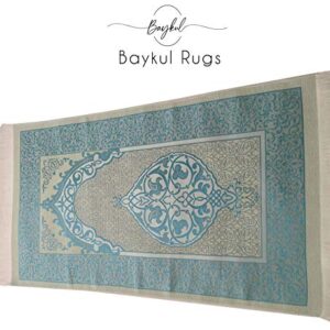 BAYKUL Muslim Prayer Rug-Islamic Turkish Velvet Rugs-Great Ramadan Gifts-Janamaz Prayer Mat for Women Men-Portable Carpet Muslims Mats-Praying Rugs Islam-Sajadah-Gift Praying Beads 99 (Blue)