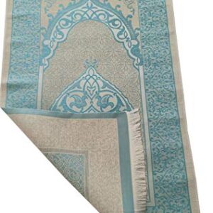 BAYKUL Muslim Prayer Rug-Islamic Turkish Velvet Rugs-Great Ramadan Gifts-Janamaz Prayer Mat for Women Men-Portable Carpet Muslims Mats-Praying Rugs Islam-Sajadah-Gift Praying Beads 99 (Blue)