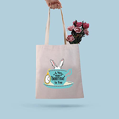 BDPWSS Alice Tote Bag A Very Merry Unbirthday To You Handbag For Bookworm Book Lover Gift (Unbirthday to you TG)