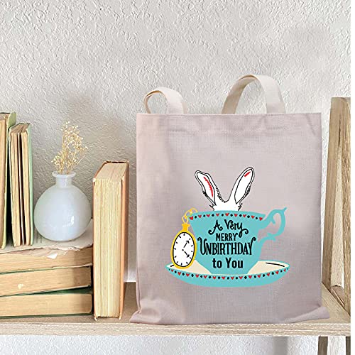 BDPWSS Alice Tote Bag A Very Merry Unbirthday To You Handbag For Bookworm Book Lover Gift (Unbirthday to you TG)