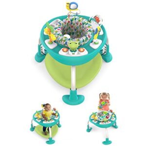 bright starts bounce bounce baby 2-in-1 activity center jumper & table – playful pond (green), 6 months+