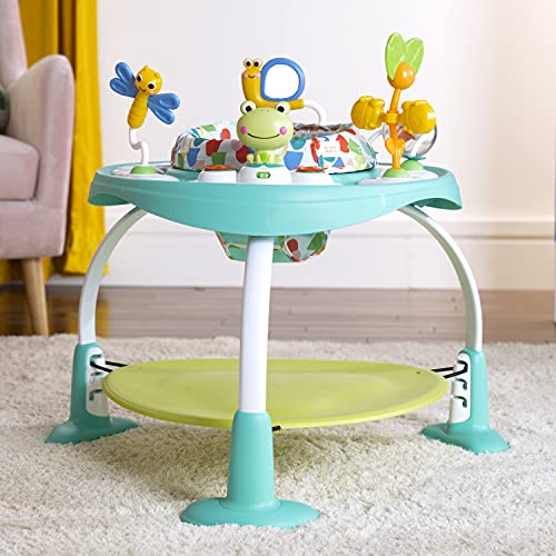 Bright Starts Bounce Bounce Baby 2-in-1 Activity Center Jumper & Table - Playful Pond (Green), 6 Months+