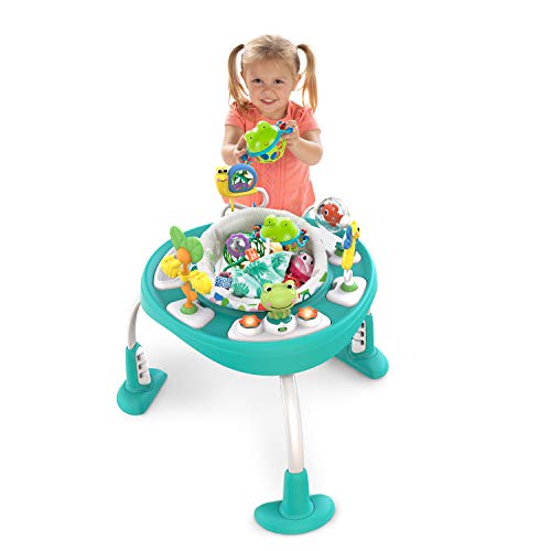 Bright Starts Bounce Bounce Baby 2-in-1 Activity Center Jumper & Table - Playful Pond (Green), 6 Months+