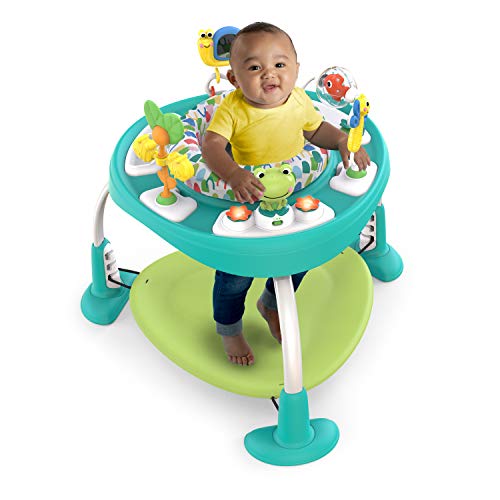 Bright Starts Bounce Bounce Baby 2-in-1 Activity Center Jumper & Table - Playful Pond (Green), 6 Months+