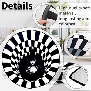 Rovepic 3D Trap Illusion Carpet Halloween Black and White Witch Bottomless Hole Optical Illusion Area Rug Fluffy Anti-Skid Rug Round Floor Mat Funny Living Room Home Décor 80 cm in Diameter