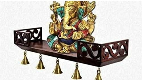 Crafting with Love A Beautiful Wooden Handmade MDF Wall Shelf / Pooja MANDIR / Home Temple / Floating SELF with Bells