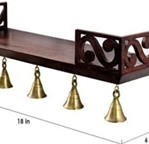 Crafting with Love A Beautiful Wooden Handmade MDF Wall Shelf / Pooja MANDIR / Home Temple / Floating SELF with Bells