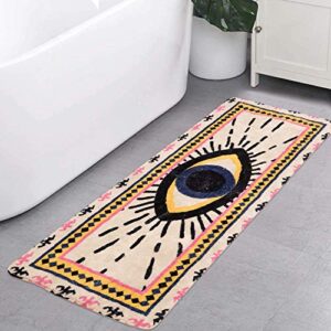 haocoo spirit eye bath rug runner 2’x5’ large non-slip vintagethrow rugs super soft velvet creative tribal floor carpet for bedroom living room nursery decor