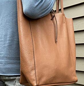 Taylor Tote Shoulder Bag Soft Italian Leather (Brown)