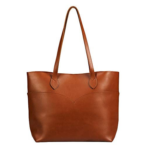 SUNLIGHT LEAVES Tote Bag Light Brown Camel For Women Vegan Leather Large Simple Vintage Shoulder Handbag Classic Purse