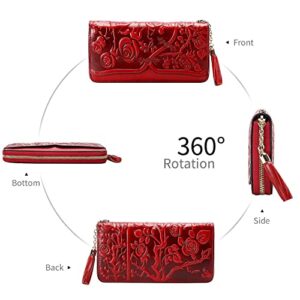 PIJUSHI Designer Handbags For Women Floral Purses Top Handle Handbags Satchel Bags Genuine Leather Wallets for Women Floral Wallet Wristlet Ladies Clutch Purses with Tassel