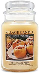 village candle spiced vanilla apple, large glass apothecary jar scented candle, 21.25 oz, ivory