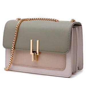 crossbody bags for women leather cross body purses cute color-block designer handbags shoulder bag medium size green