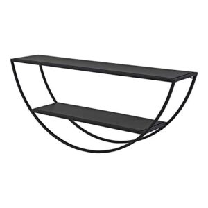 kate and laurel tancill modern wall shelf, 26 x 11, black, chic two-tier half-circle shelf for wall