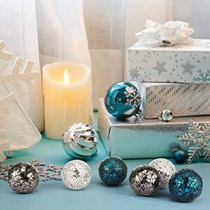 Mosaic Glass Orbs Mosaic Sphere Glass Globe Decorative Orbs Centerpiece Balls Decorative Glass Balls for Bowls Vases Dining Table Centerpiece Decor (Sliver, Turquoise, Black,6 Pieces)