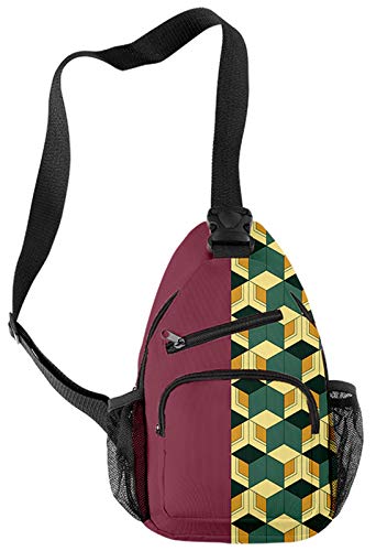 HANDAFA Unisex Nezuko Print Single Shoulder Bag Anime Cosplay Sling Backpack Casual DaypackGiyuu