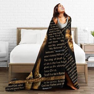 BUUGVIIL Bible Verse Blanket Biblical Gifts for Women Christian Gifts Lion Prayer Religious Throw Blankets for Couch Sofa Bed Warm Gifts 50X60 Inch