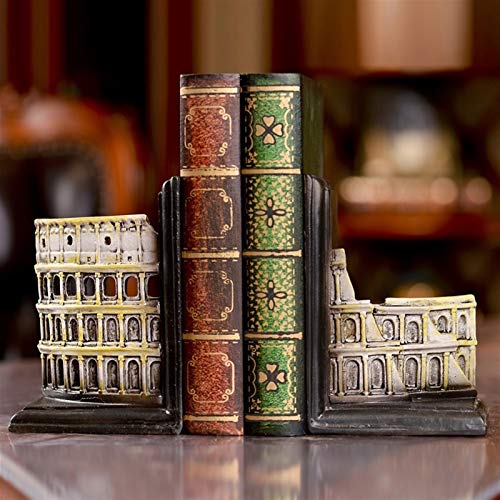 YYOBK Decorative Bookends,Office Bookends,Bookends of The Colosseum,Book Ends for Heavy Books,Book Holders for Shelves,Book Stoppers for Coffee Shop,Bar,Home (12 * 9 * 16.5cm)