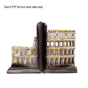 YYOBK Decorative Bookends,Office Bookends,Bookends of The Colosseum,Book Ends for Heavy Books,Book Holders for Shelves,Book Stoppers for Coffee Shop,Bar,Home (12 * 9 * 16.5cm)