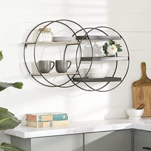 deco 79 metal round 5 shelves wall shelf, 34″ x 7″ x 20″, black