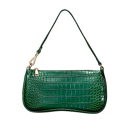 S.Leaf Retro Shoulder Bag Soft Crocodile Vegan Leather PU Handbags for Women Clutch Purse Designer Handbags for Women