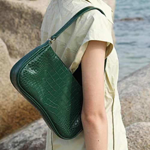 S.Leaf Retro Shoulder Bag Soft Crocodile Vegan Leather PU Handbags for Women Clutch Purse Designer Handbags for Women