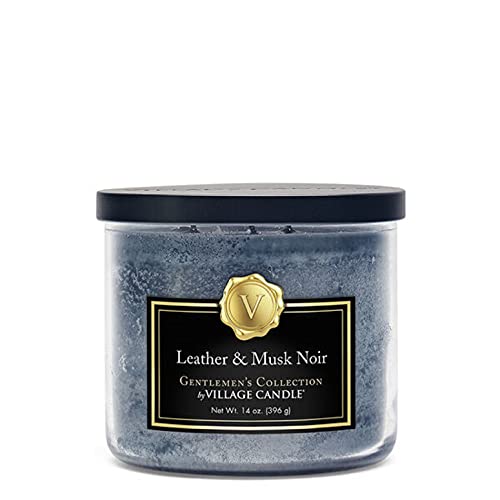 Village Candle Leather & Musk Noir Medium Bowl, 14oz, Black, 1 count