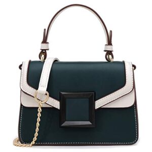 crossbody bags for women small trendy leather cross body bag purses for women designer cute top handle women’s crossbody handbags color-block classic chain strap shoulder bag medium size dark green