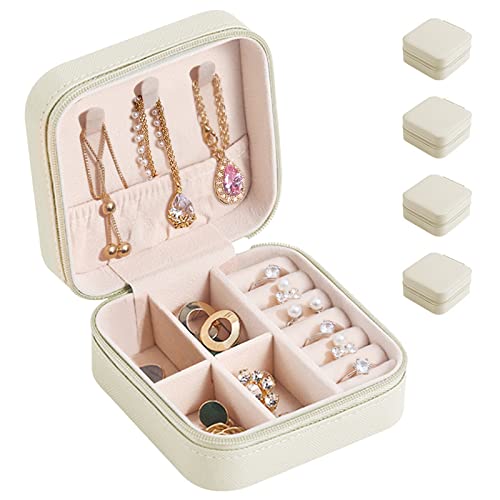 AGECASH A Bridesmaid Gifts Jewelry Box,4 Pack Portable Bridesmaid Proposal small Jewelry Case, PU Leather Mini Travel Jewellery Organizer Storage Earrings Rings Necklaces for Women Girls