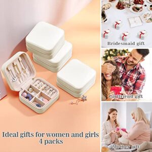 AGECASH A Bridesmaid Gifts Jewelry Box,4 Pack Portable Bridesmaid Proposal small Jewelry Case, PU Leather Mini Travel Jewellery Organizer Storage Earrings Rings Necklaces for Women Girls