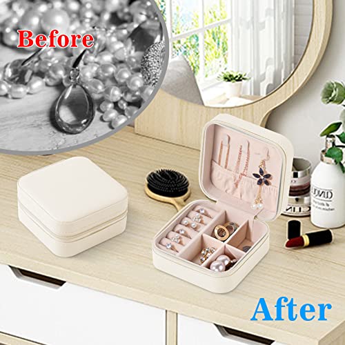 AGECASH A Bridesmaid Gifts Jewelry Box,4 Pack Portable Bridesmaid Proposal small Jewelry Case, PU Leather Mini Travel Jewellery Organizer Storage Earrings Rings Necklaces for Women Girls