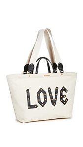 rebecca minkoff women’s sienna tote, natural, off white, graphic, one size