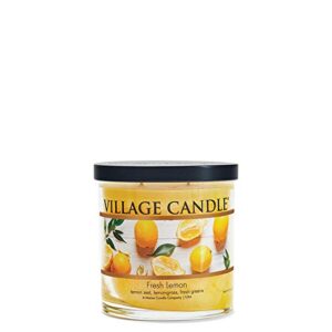 village candle fresh lemon, small tumbler scented candle, 7.5 oz, yellow