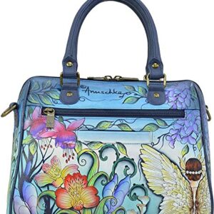 Anuschka Hand Painted Leather Women's Zip Around Classic Satchel - Enchanted Garden