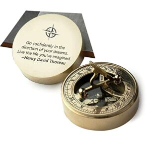 portho thoreau’s go confidently graduation compass with wooden box, inspirational graduation gifts, confirmation gifts, first communication gifts, unique gift ideas