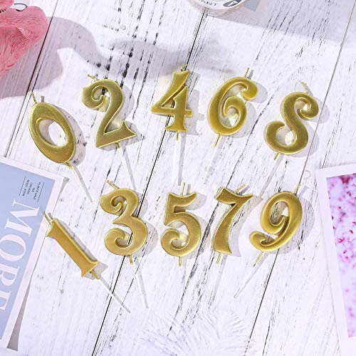 Gold 50th Birthday Candles for Cake, Number 50 Glitter Candle Party Anniversary Cakes Decoration for Women or Men