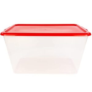 SIMPLYKLEEN 14.5-gal. Durable Stacking Plastic Storage Containers with Lids, Red/Clear (Pack of 4)