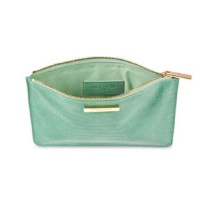 KATIE LOXTON Crocodile Womens Medium Vegan Leather Clutch Perfect Pouch Forest Mint Green